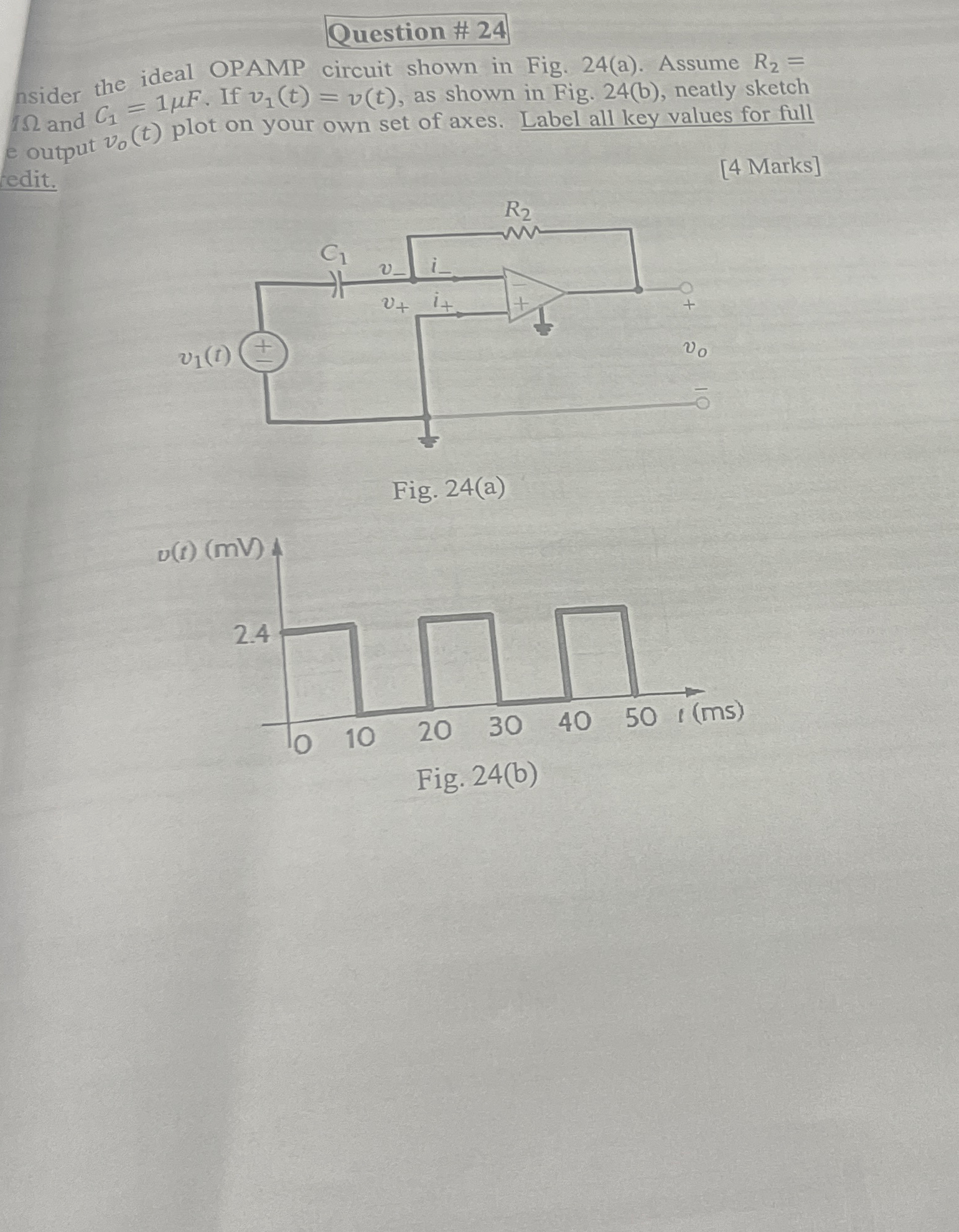 Solved Question # 24nsider the ideal OPAMP circuit shown in | Chegg.com