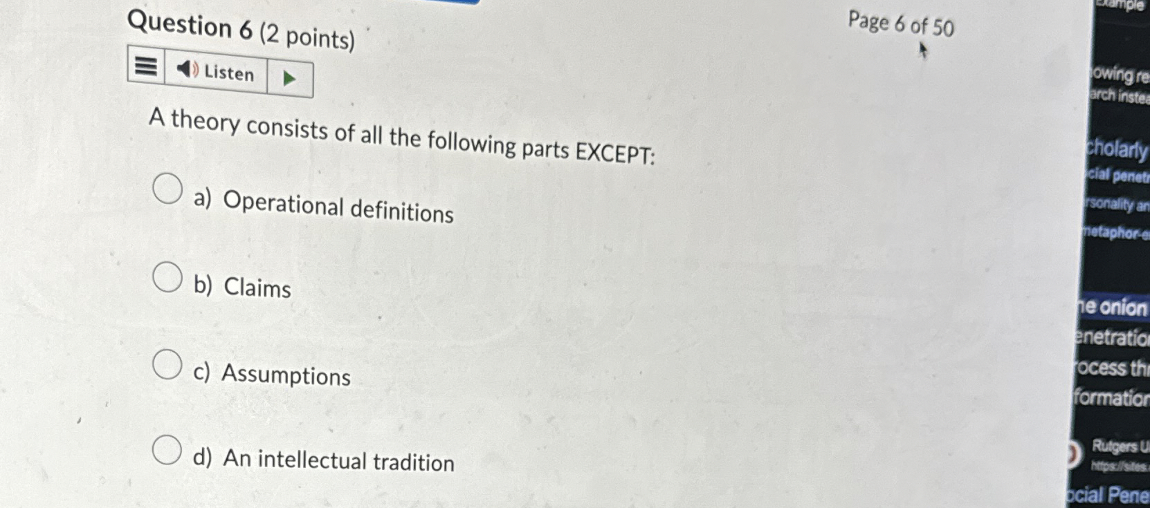 Solved Question 6 (2 ﻿points)Page 6 ﻿of 50A theory consists | Chegg.com