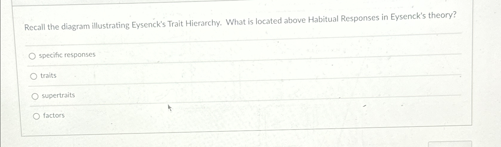 Solved Recall the diagram illustrating Eysenck's Trait | Chegg.com