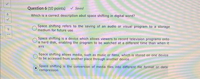 Solved Which is a correct description abut space shifting in | Chegg.com