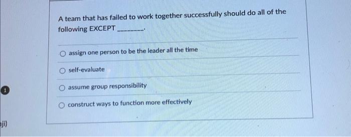 Solved A team that has failed to work together successfully | Chegg.com