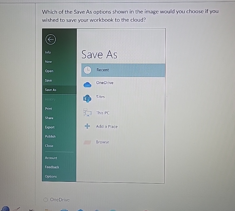 Solved Which of the Save As options shown in the image would | Chegg.com