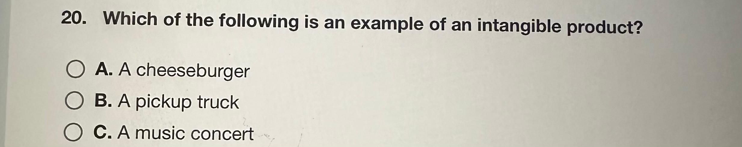 Solved Which of the following is an example of an intangible | Chegg.com