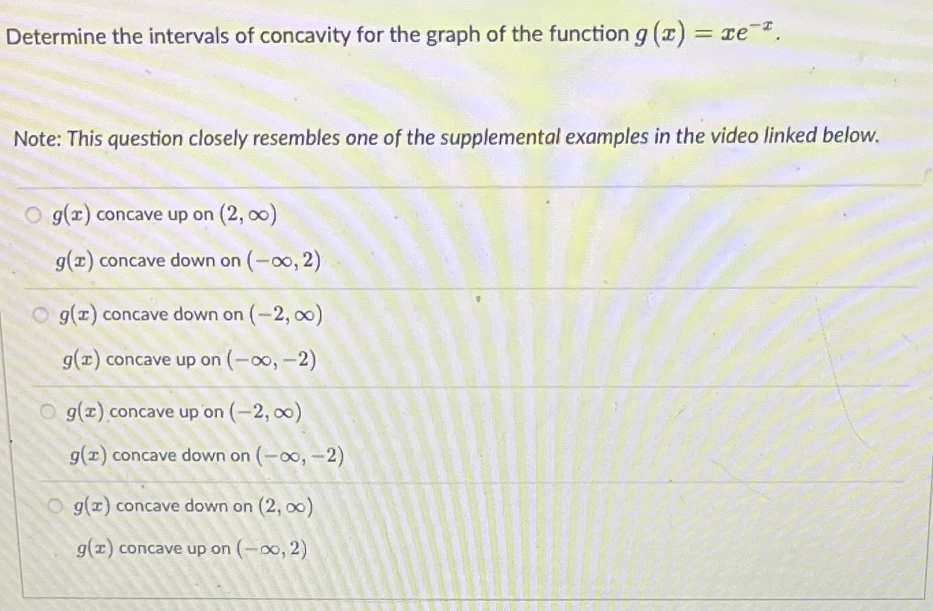 Solved Determine the intervals of concavity for the graph of | Chegg.com