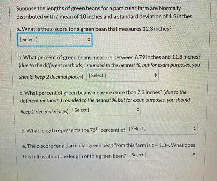 Solved Suppose the lengths of green beans for a particular | Chegg.com