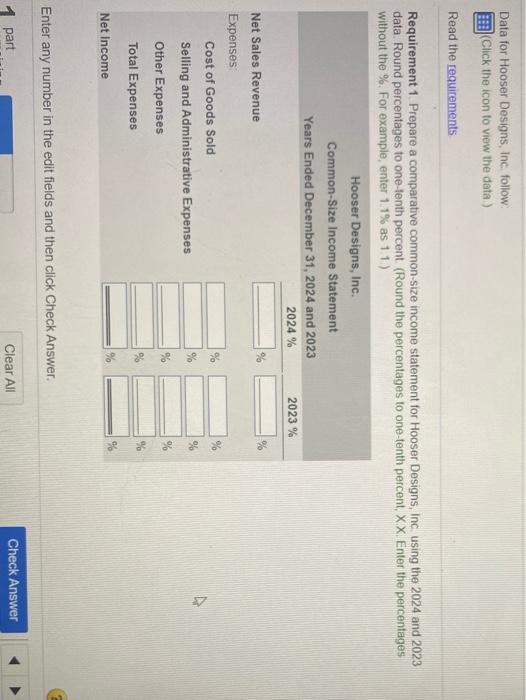 Solved Data for Hooser Designs, Inc. follow Click the icon | Chegg.com