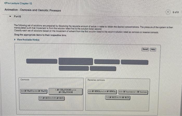 Solved KPre-Lecture Chapter 13 Animation - Osmosis and | Chegg.com