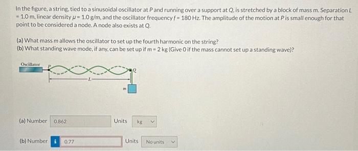 Solved In the figure, a string, tied to a sinusoidal | Chegg.com
