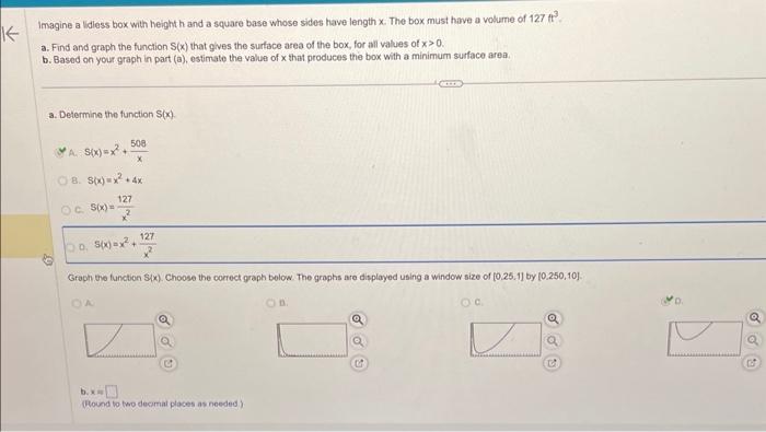 Solved Imagine a lidless box with height h and a square base | Chegg.com