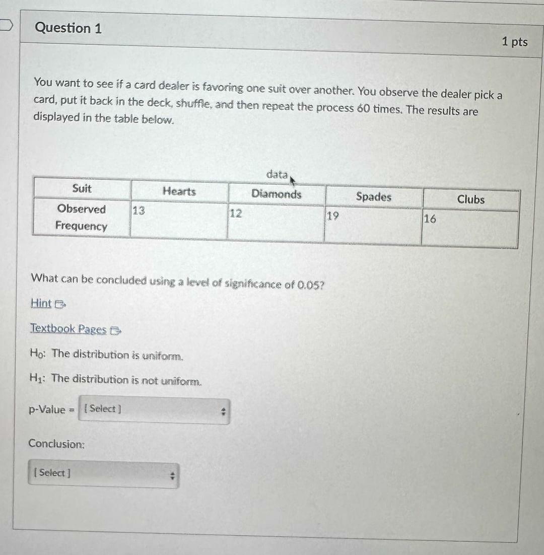 Solved You want to see if a card dealer is favoring one suit | Chegg.com