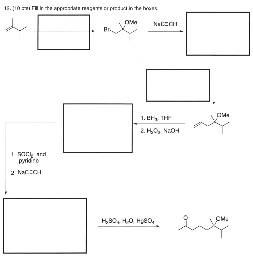 Solved Fill in the appropriate reagents or product in the | Chegg.com