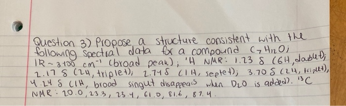 Solved propose a structure with the following spectral data | Chegg.com