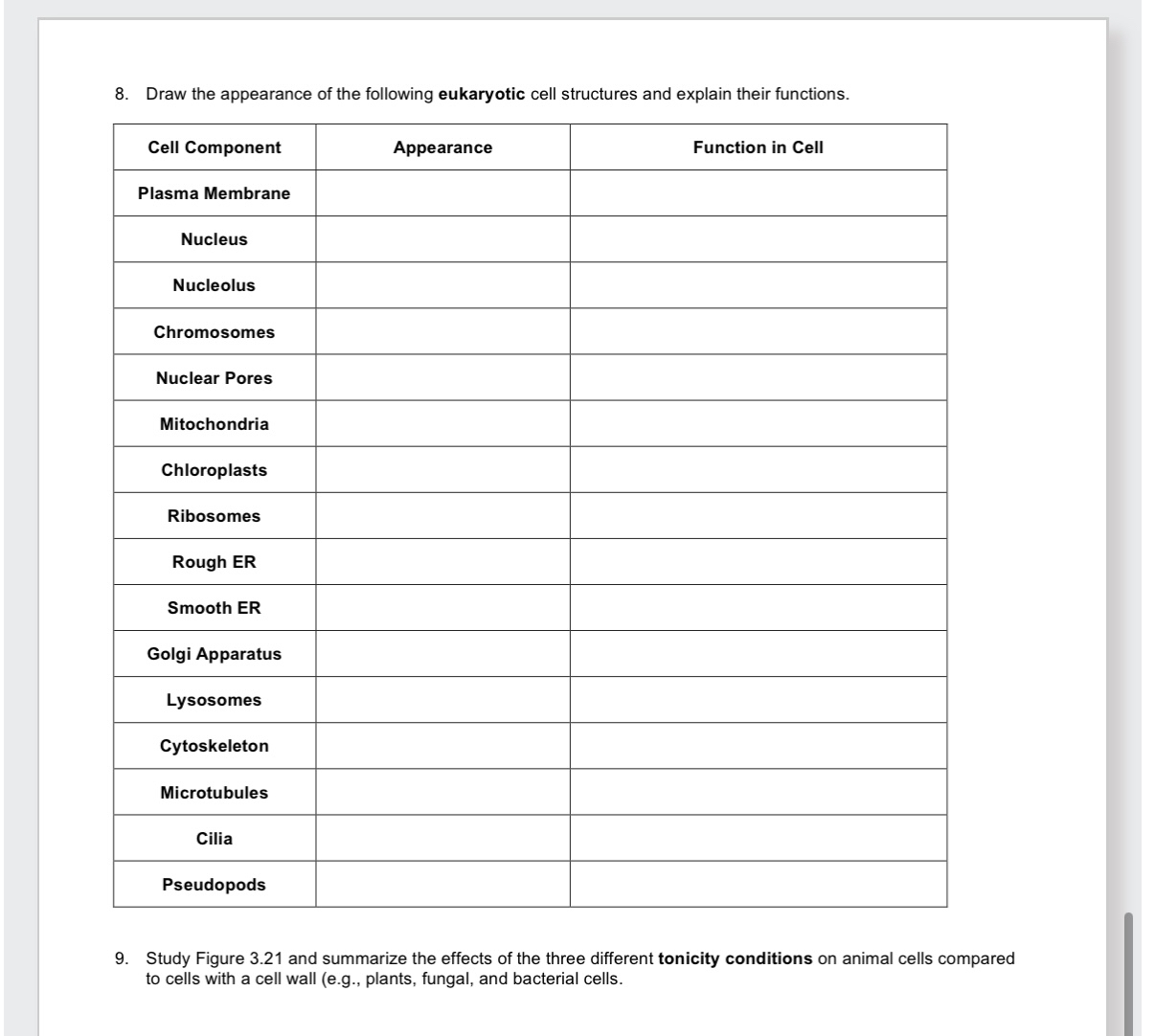 Solved Draw the appearance of the following eukaryotic cell | Chegg.com