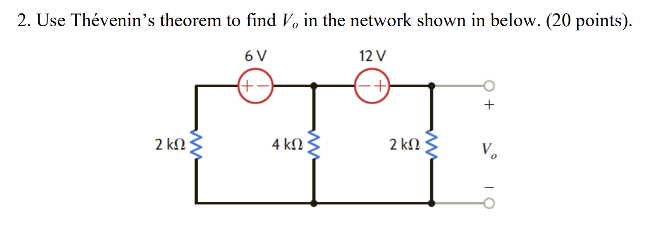 Solved Use Thévenin's theorem to find Vo ﻿in the network | Chegg.com
