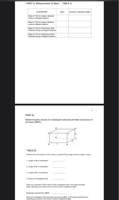 Solved EXPERIMENTAL PROCEDURES PROCEDURE PARTA Measurement | Chegg.com