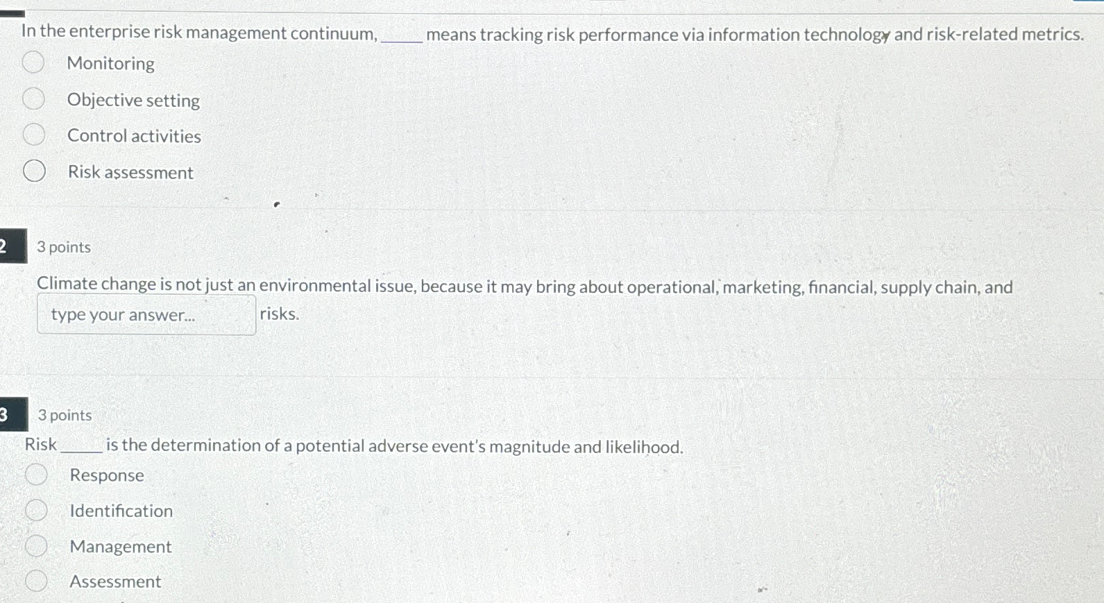 Solved In the enterprise risk management continuum, means | Chegg.com