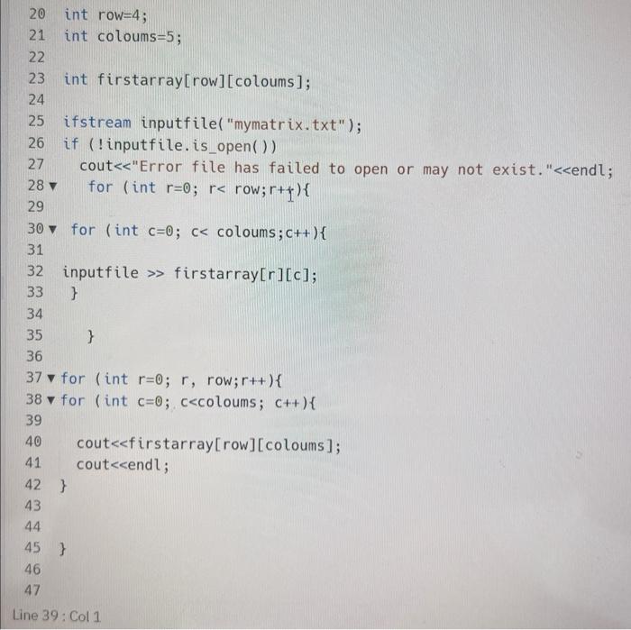 Solved I have created a code via c++ that copys my 2D matrix | Chegg.com