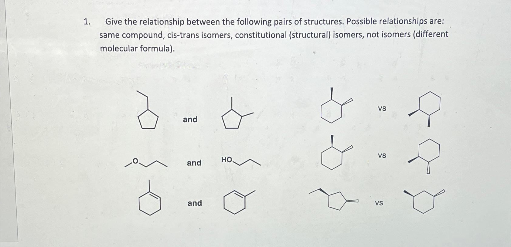 Solved Give the relationship between the following pairs of | Chegg.com