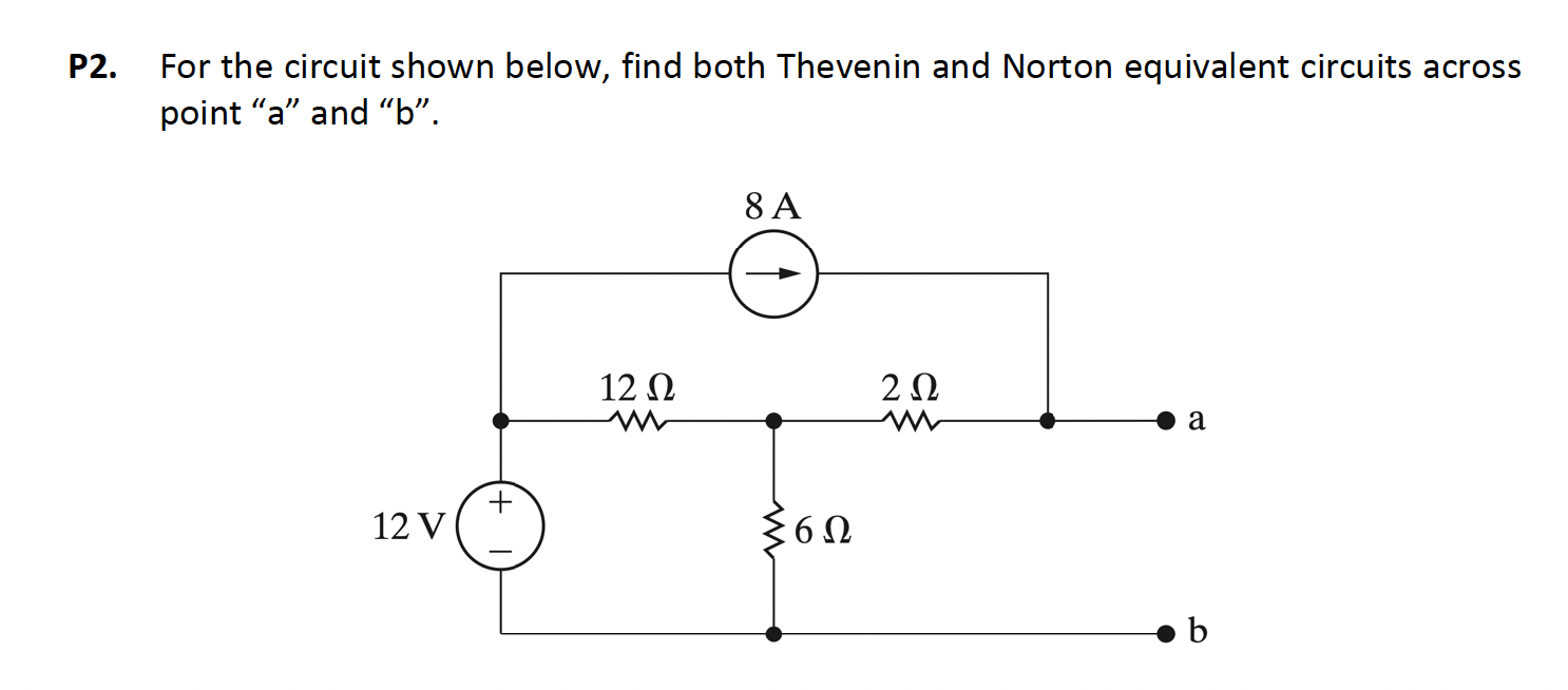 Solved P2. ﻿For the circuit shown below, find both Thevenin | Chegg.com