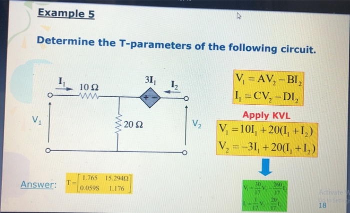 Solved Example 5 Determine the T-parameters of the following | Chegg.com