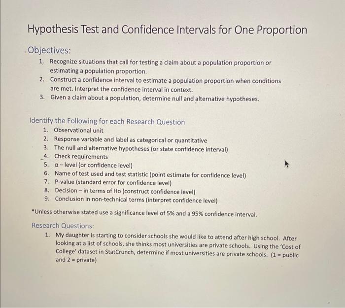 Solved Hypothesis Test and Confidence Intervals for One | Chegg.com