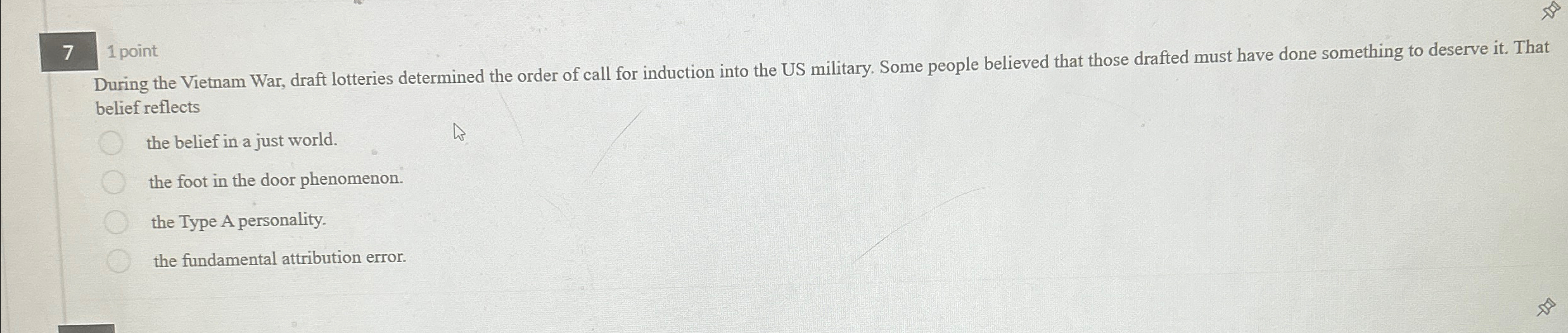 Solved 1 ﻿pointDuring the Vietnam War, draft lotteries | Chegg.com