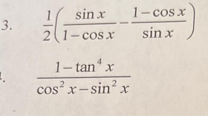 Solved simplify #3 and #4 using basic trig identities | Chegg.com
