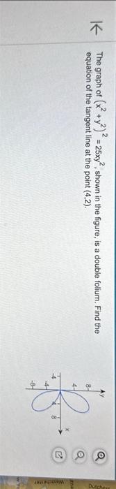 Solved The graph of (x2+y2)2=25xy2, shown in the figure, is | Chegg.com