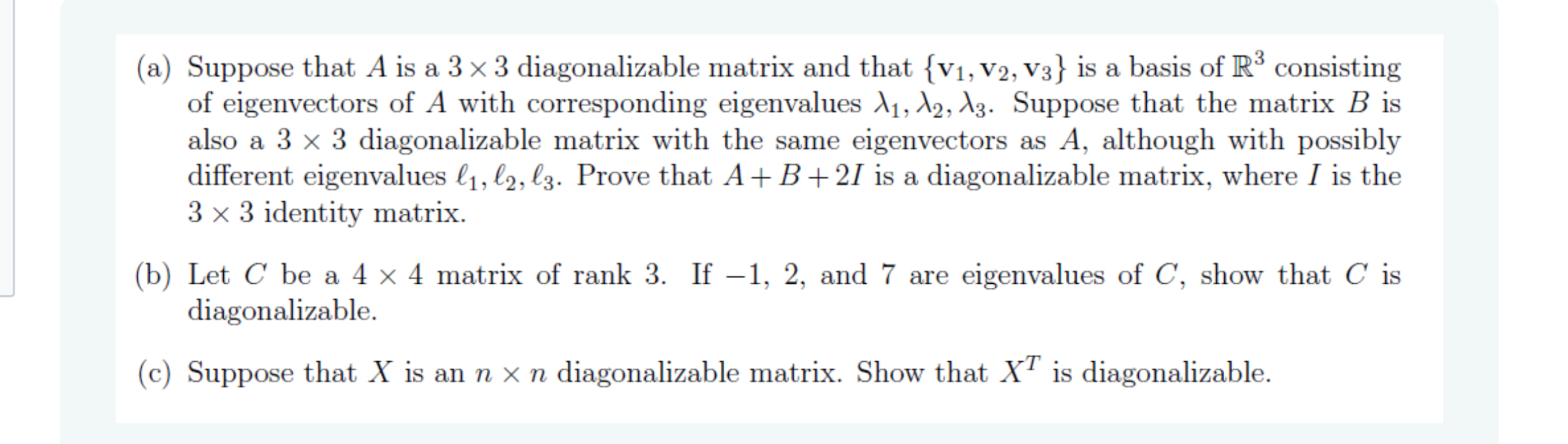Solved (a) ﻿Suppose that A ﻿is a 3×3 ﻿diagonalizable matrix | Chegg.com