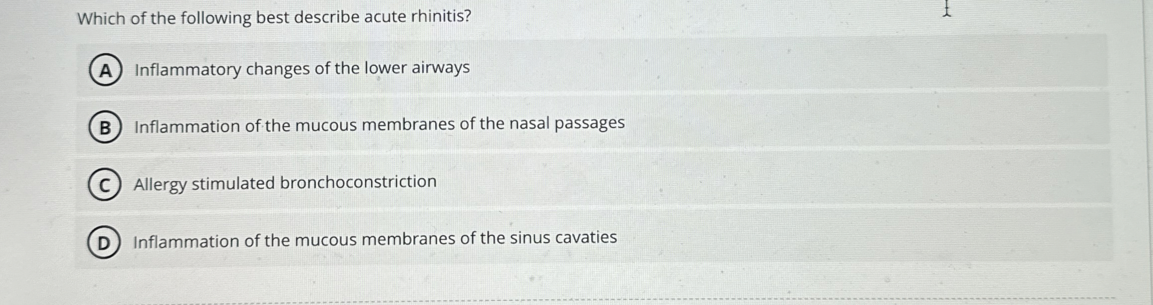 Solved Which of the following best describe acute | Chegg.com