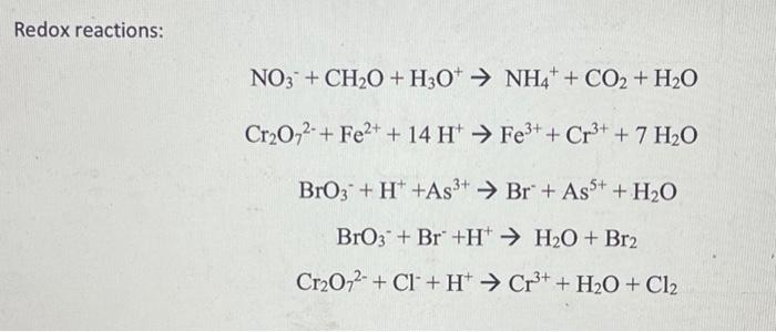 Solved Redox reactions: | Chegg.com