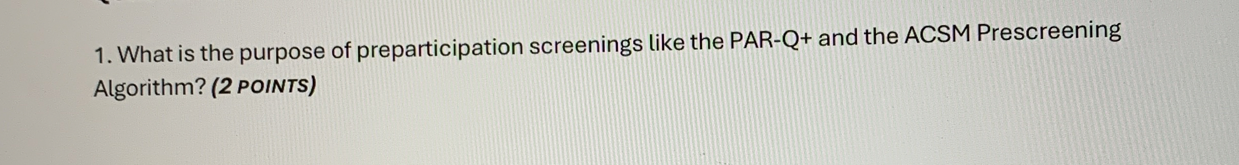 Solved What is the purpose of preparticipation screenings | Chegg.com