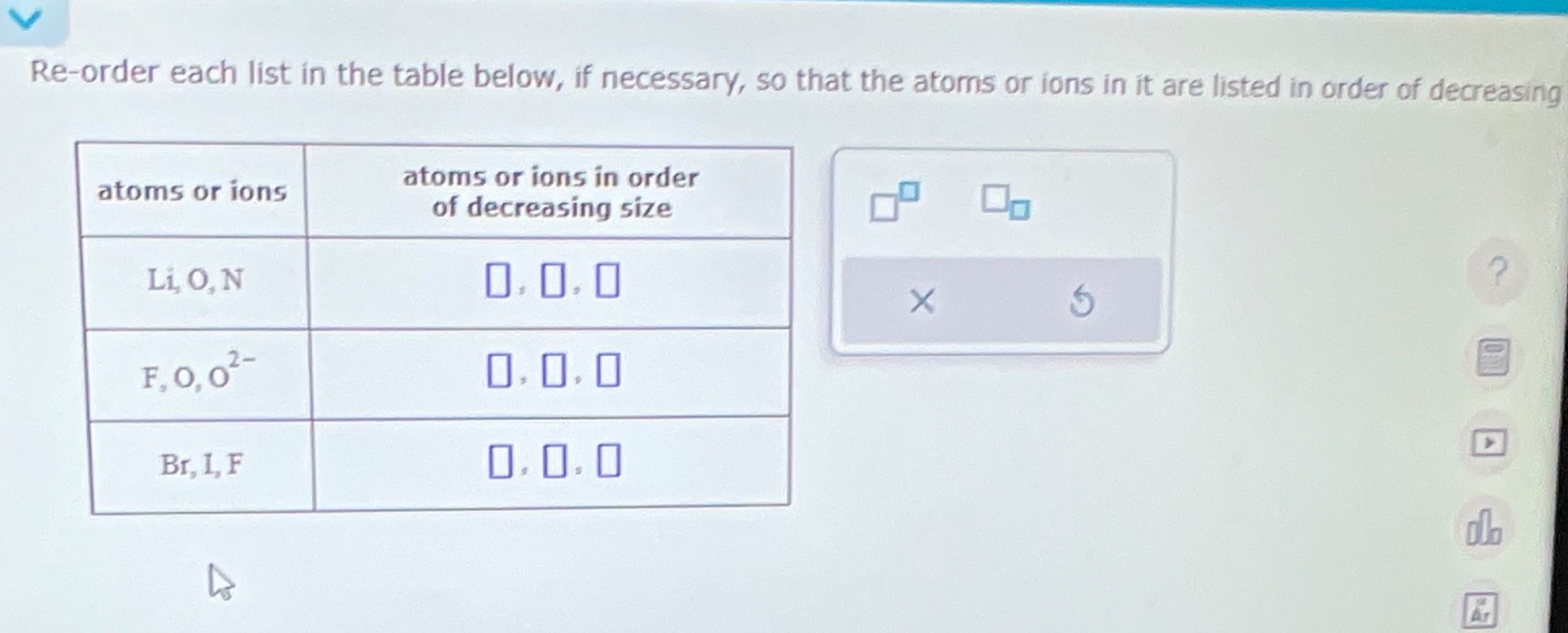 Solved Re-order each list in the table below, if necessary, | Chegg.com