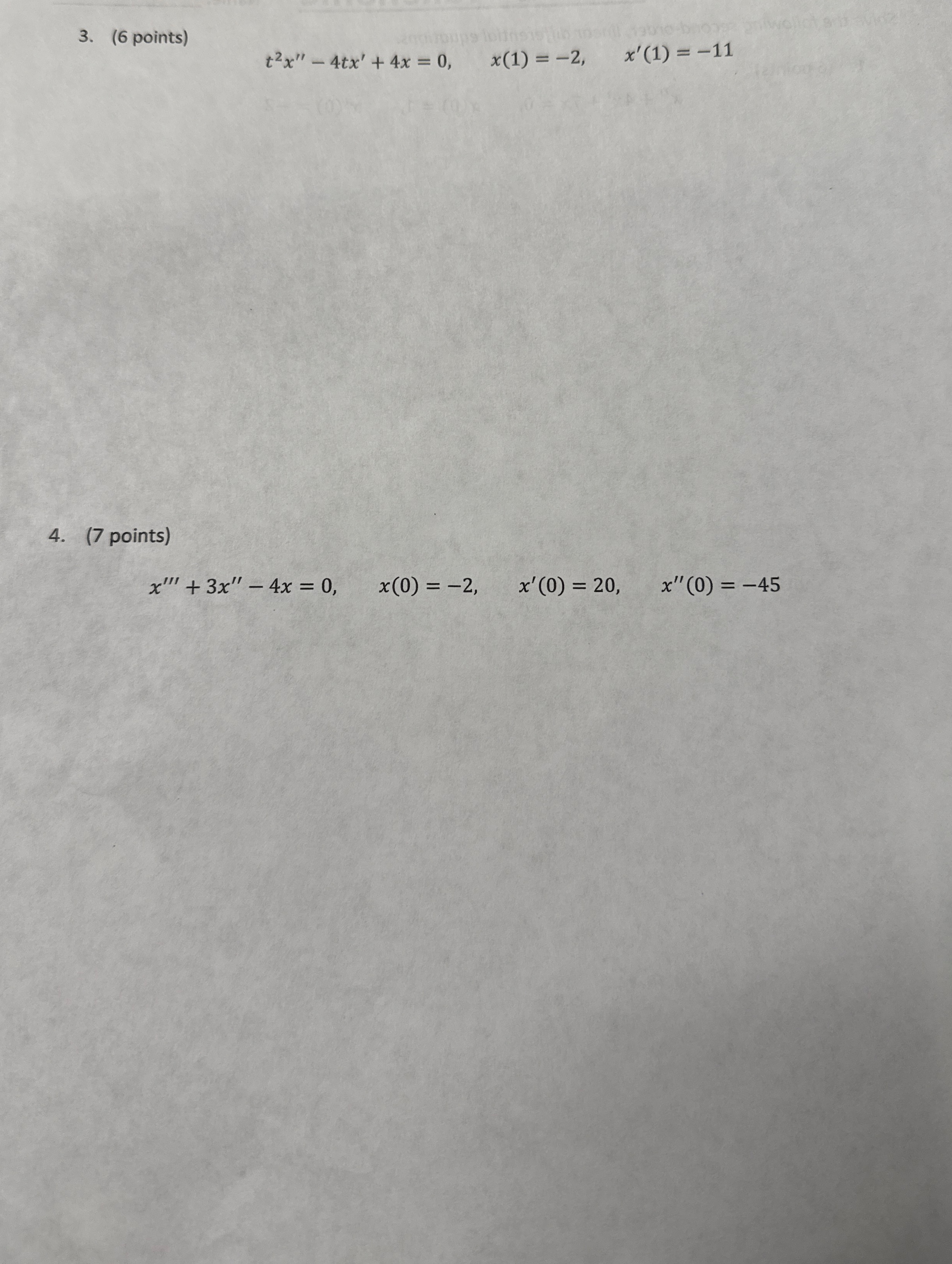Solved Solve the following second order, linear differential | Chegg.com