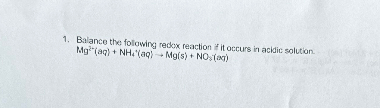 Balance the following redox reaction if it occurs in | Chegg.com
