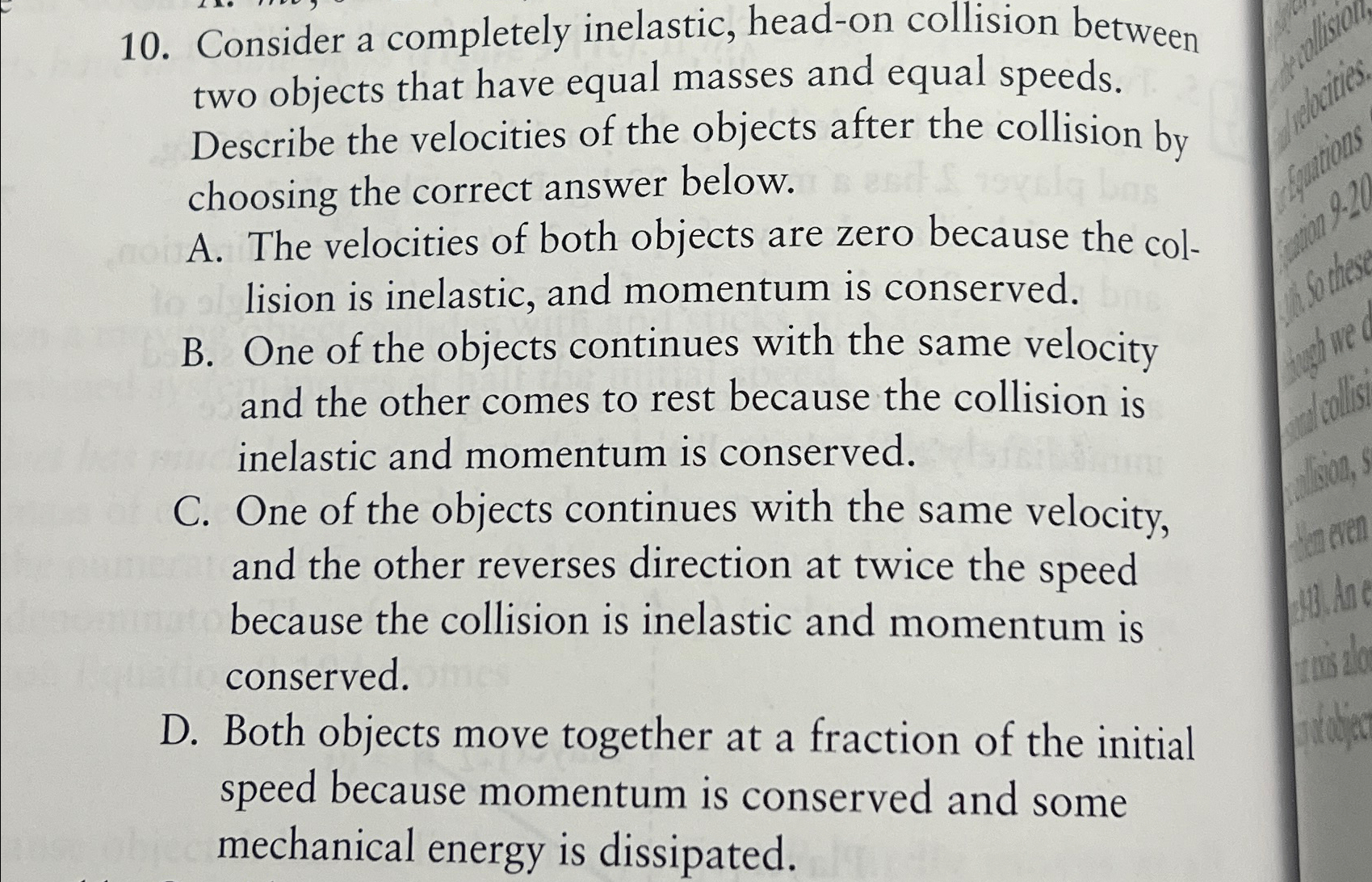 Solved Consider a completely inelastic, head-on collision | Chegg.com