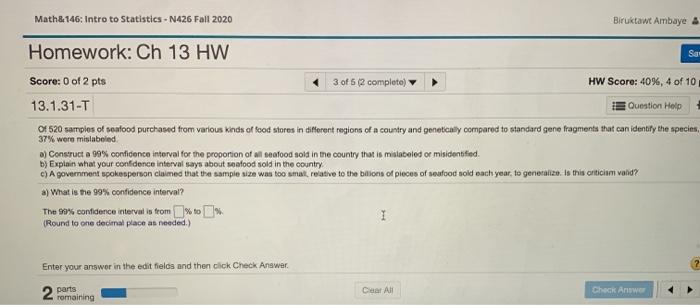 Solved Math&146: Intro to Statistics - N426 Fall 2020 | Chegg.com