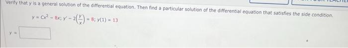 Solved Verify that y is a general solution of the | Chegg.com