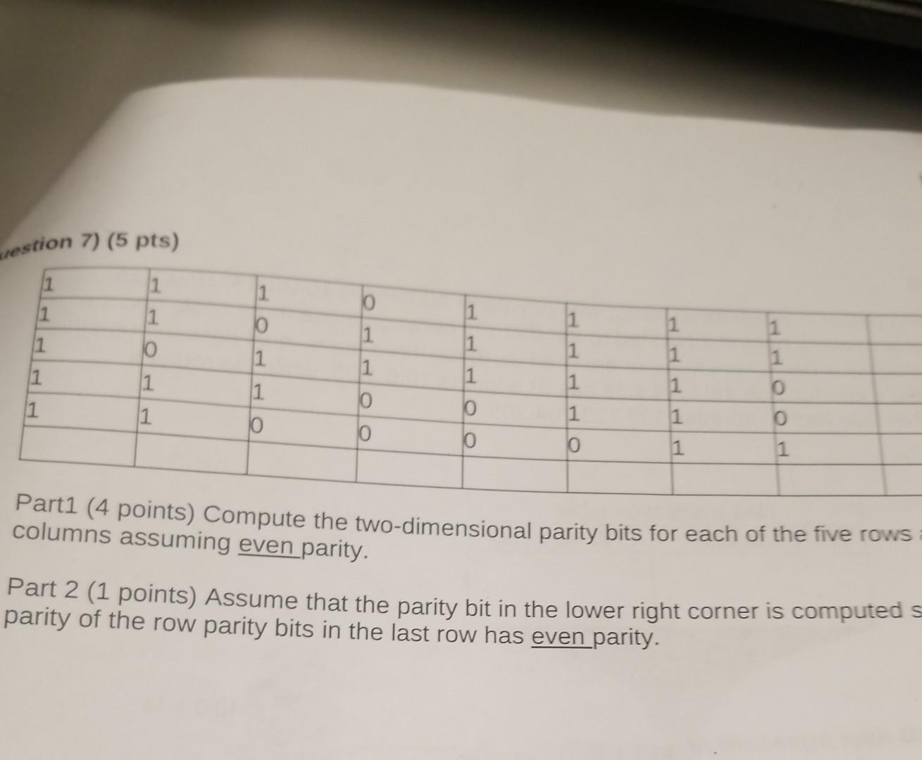 Solved rartı (4 points) Compute the two-dimensional parity | Chegg.com