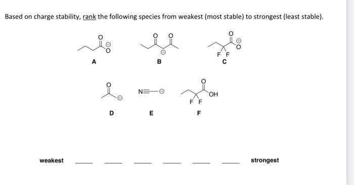 Solved based on charge stability rank the following species | Chegg.com