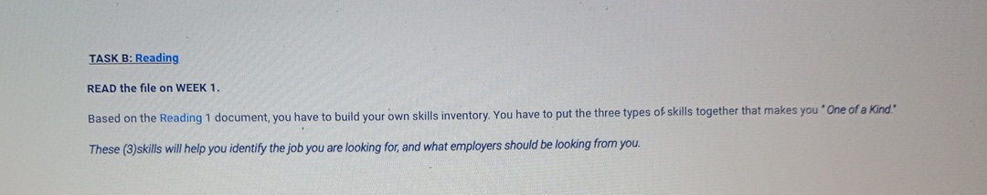 Solved TASK B: ReadingREAD the file on WEEK 1.Based on the | Chegg.com