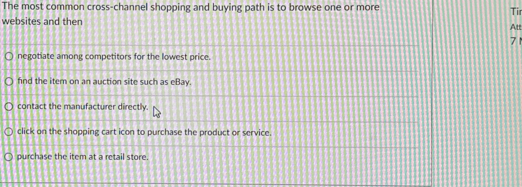 Solved The most common cross-channel shopping and buying | Chegg.com