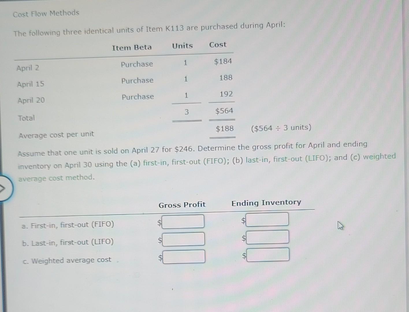 Solved Cost Flow Methods The following three identical units | Chegg.com