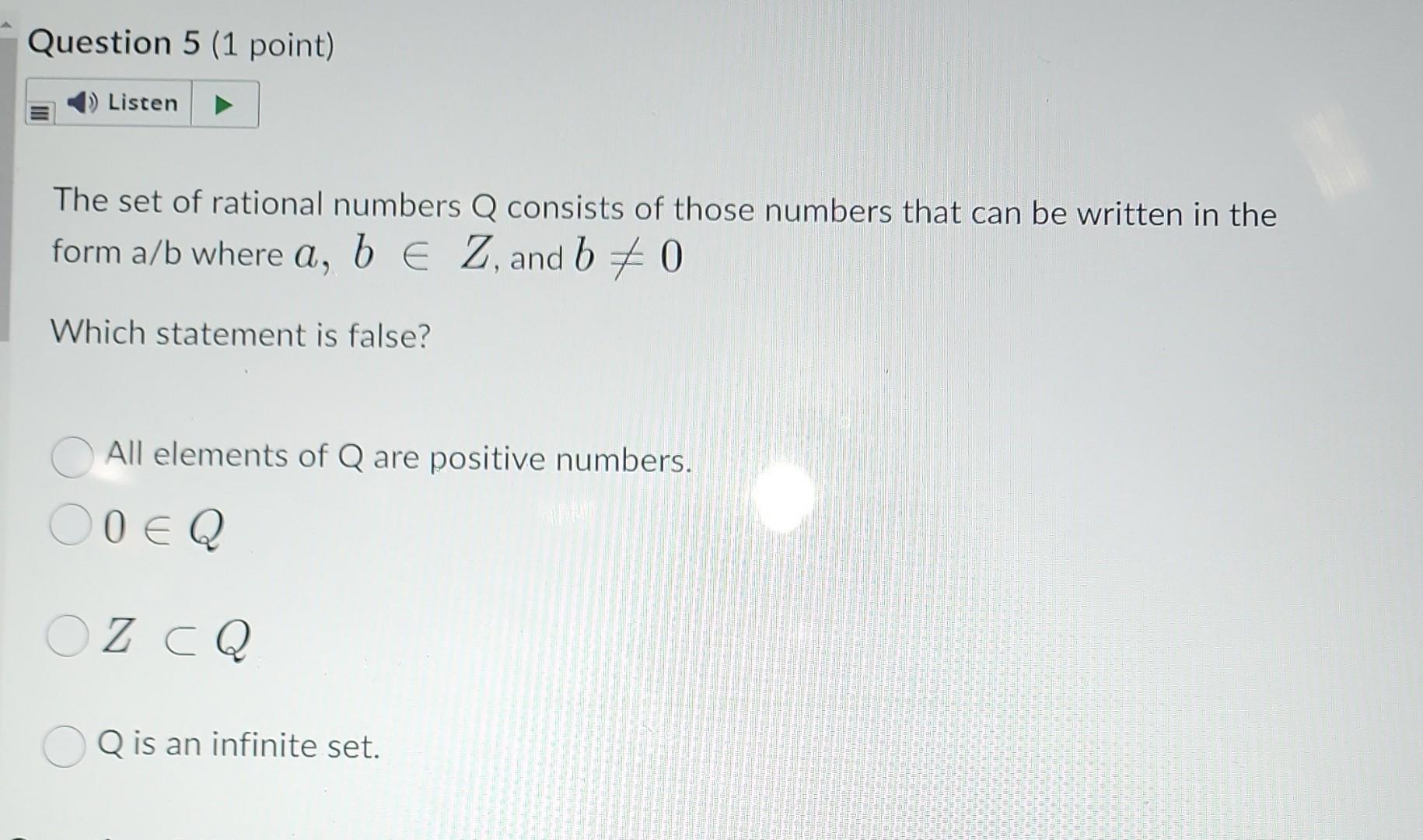 Solved The set of rational numbers Q consists of those | Chegg.com