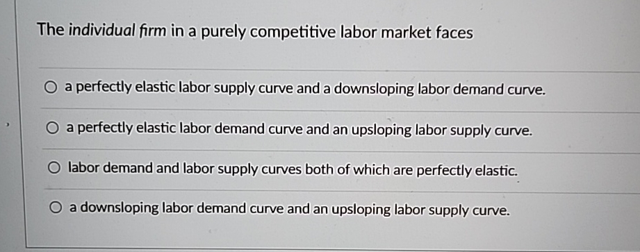 Solved The individual firm in a purely competitive labor | Chegg.com
