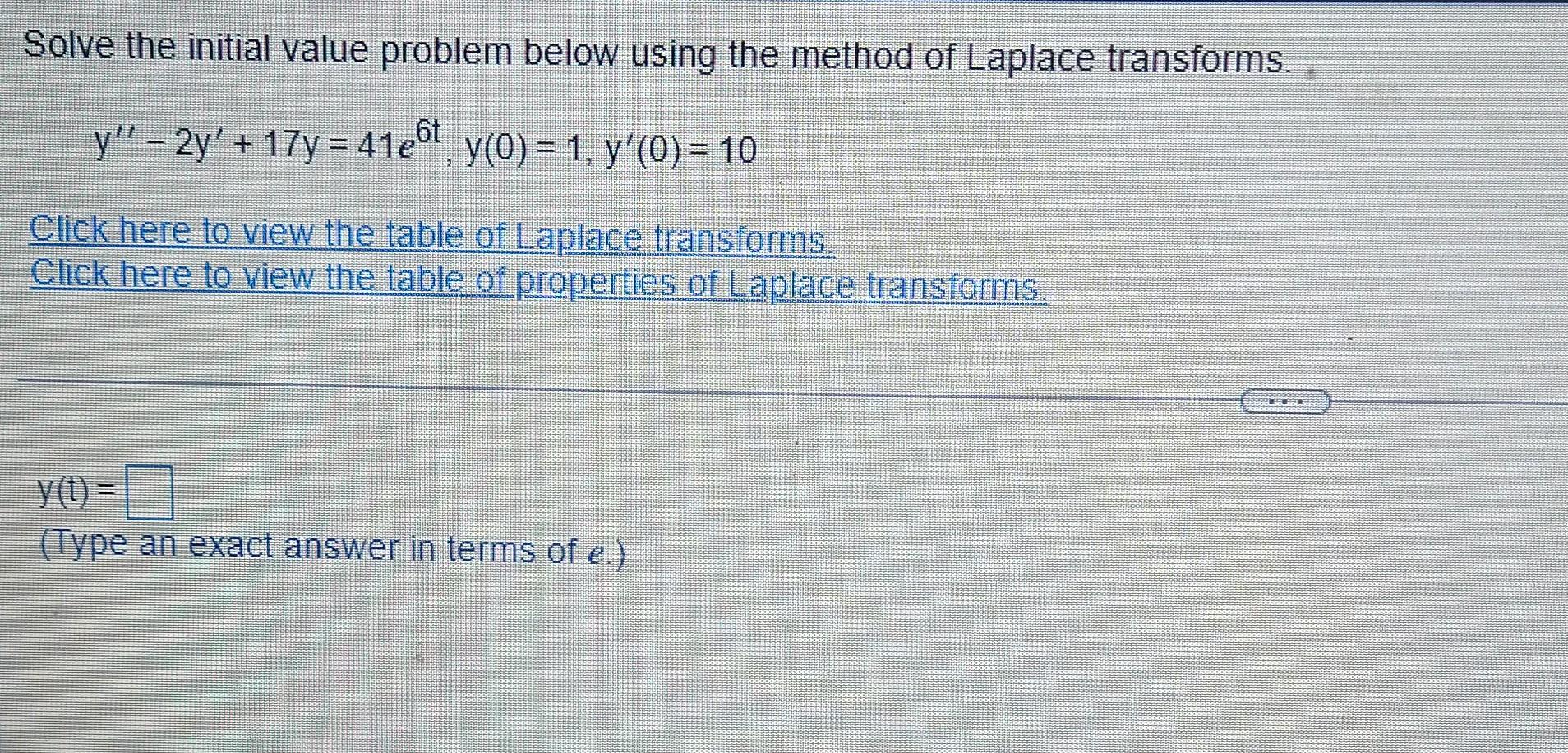 Solved Solve the initial value problem below using the | Chegg.com
