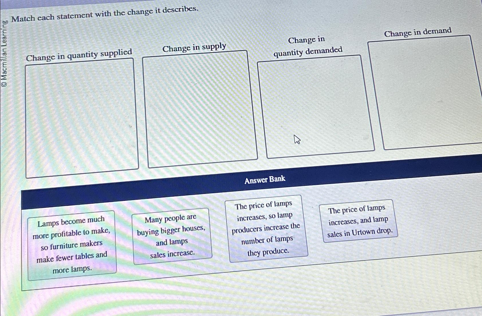 Solved Match each statement with the change it | Chegg.com