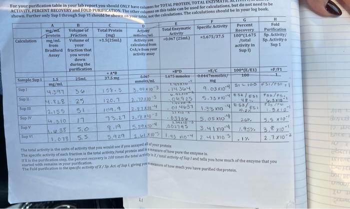 Solved interpret the wheat germ acid purification table. and | Chegg.com