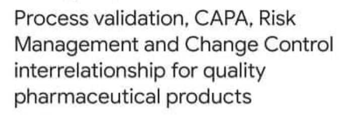 Solved Process validation, CAPA, Risk Management and Change | Chegg.com