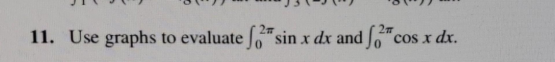 Solved 11. Use graphs to evaluate 13"sin x dx and ſo S6 cos | Chegg.com